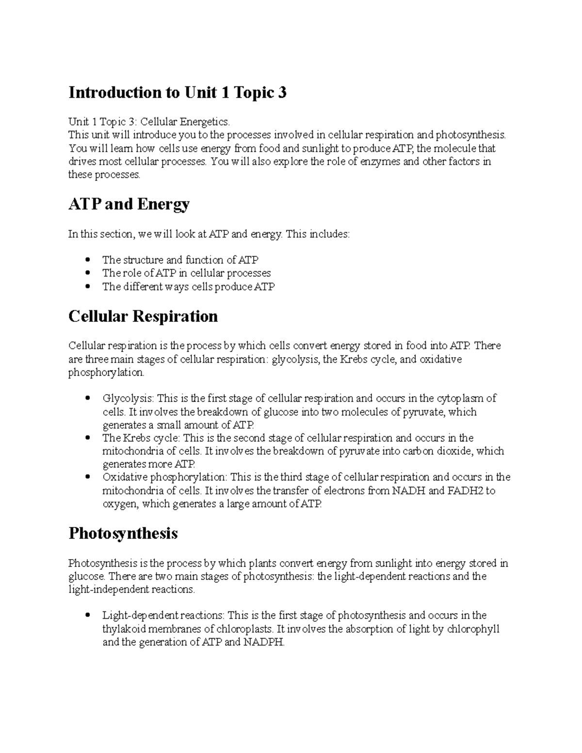 Topic 3 - Class Notes - Introduction to Unit 1 Topic 3 Unit 1 Topic 3 ...