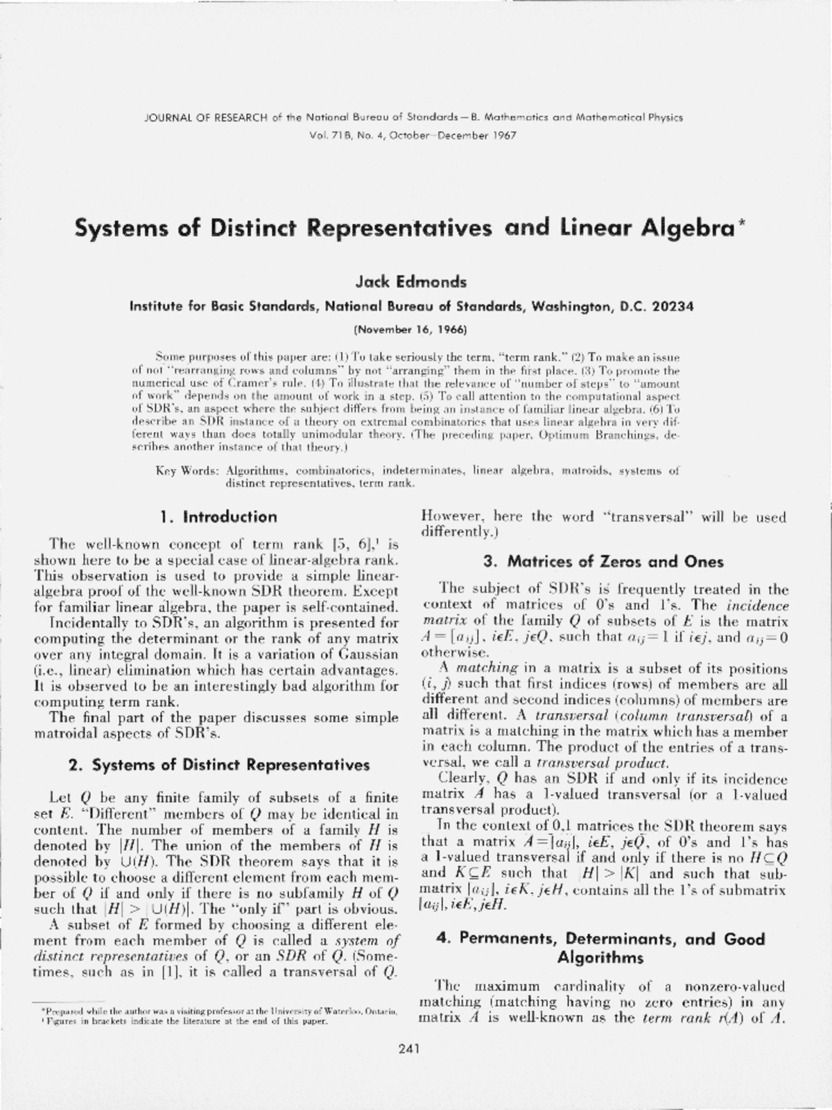 Jresv 71Bn4p241 A1b - Prof is Naveen Garg - JOURNAL OF RE SEA RCH of the Notiona l Bu reau of St ...