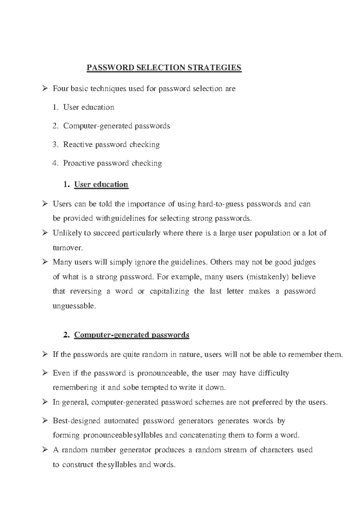 Password Selection Strategies - PASSWORD SELECTION STRATEGIES Four ...