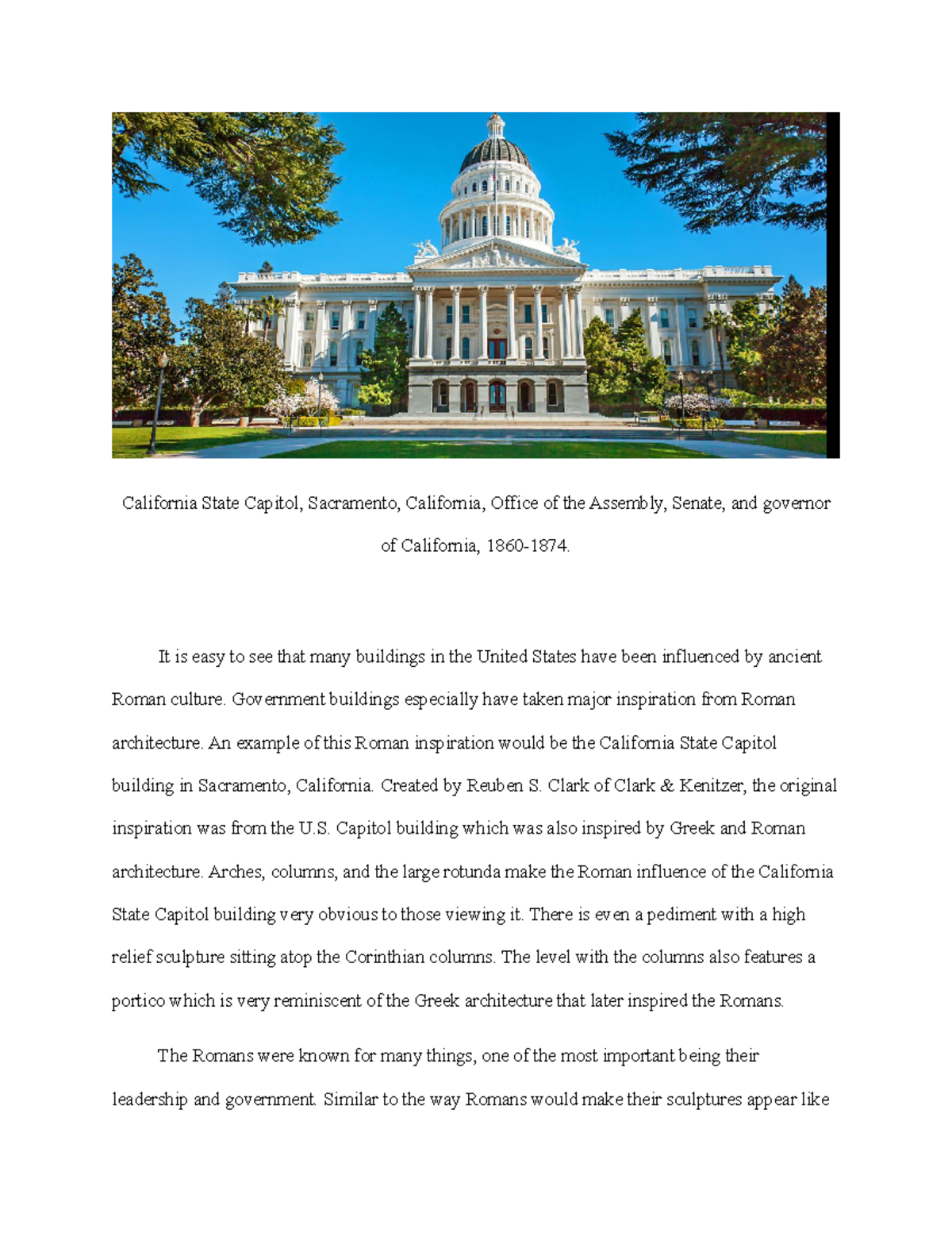 ARH1050 Discussion Post 3 - California State Capitol, Sacramento ...