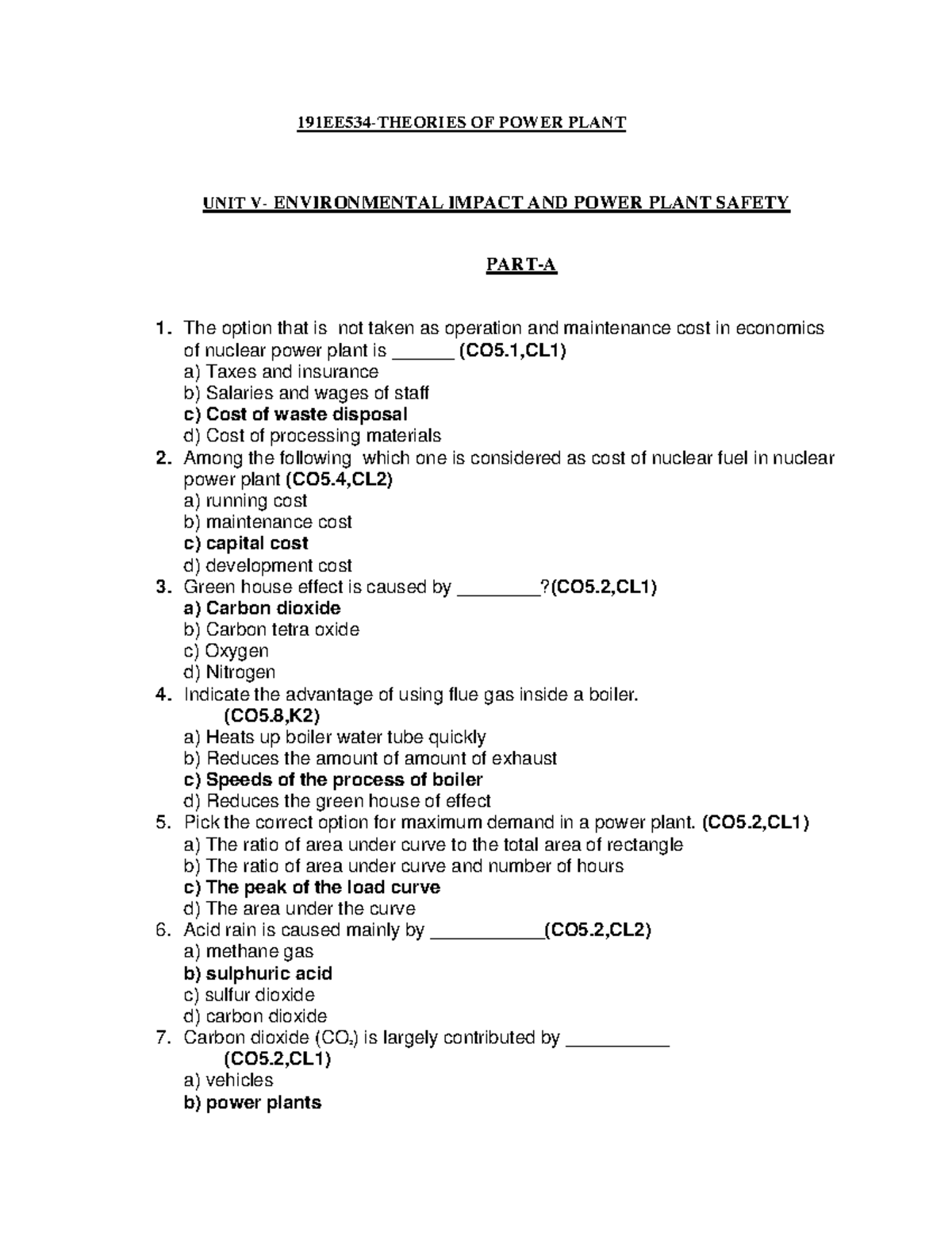 UNIT V-TPP QB - notes - 191EE534-THEORIES OF POWER PLANT UNIT V ...