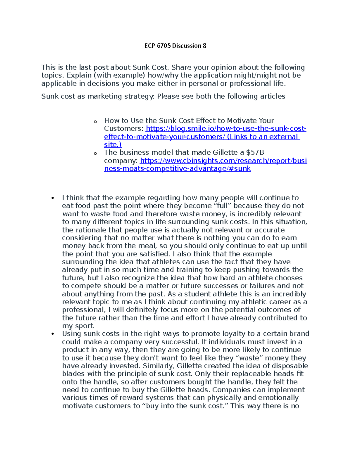 ECP 6705 Discussion 8 - ECP 6705 Discussion 8 This is the last post ...