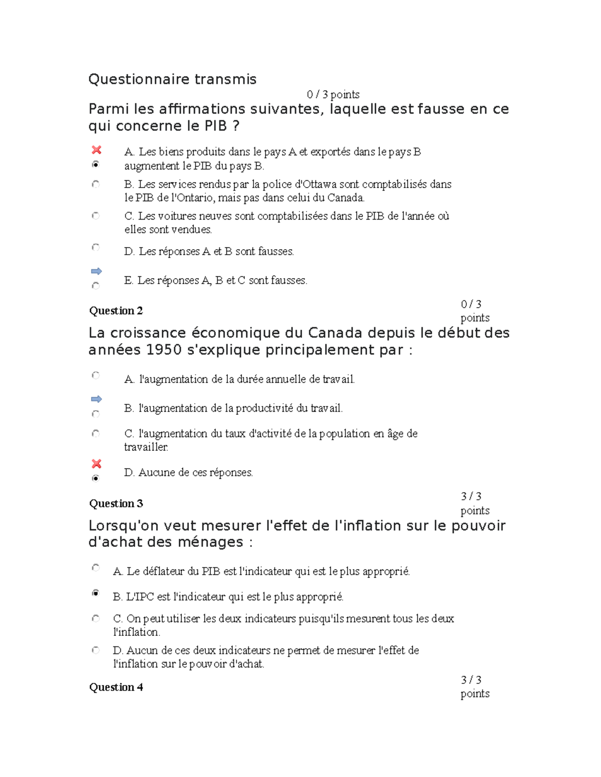 test pratique du cours micro - Questionnaire transmis 0 / 3 points ...