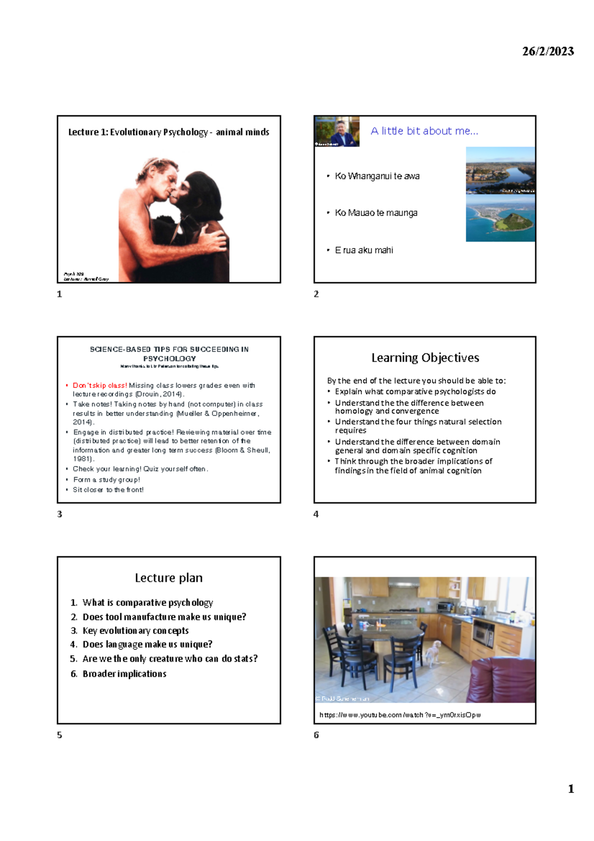 Russell Lecture slides - Lecture 1: Evolutionary Psychology - animal ...