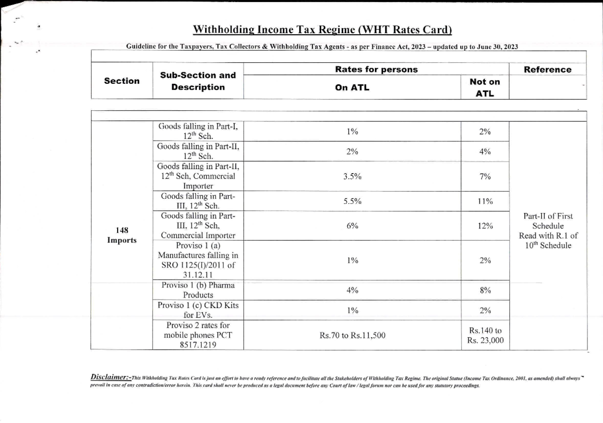 Withholding Rates Cards 30 - Guideline for the Tax a ers Tax Collectors ...