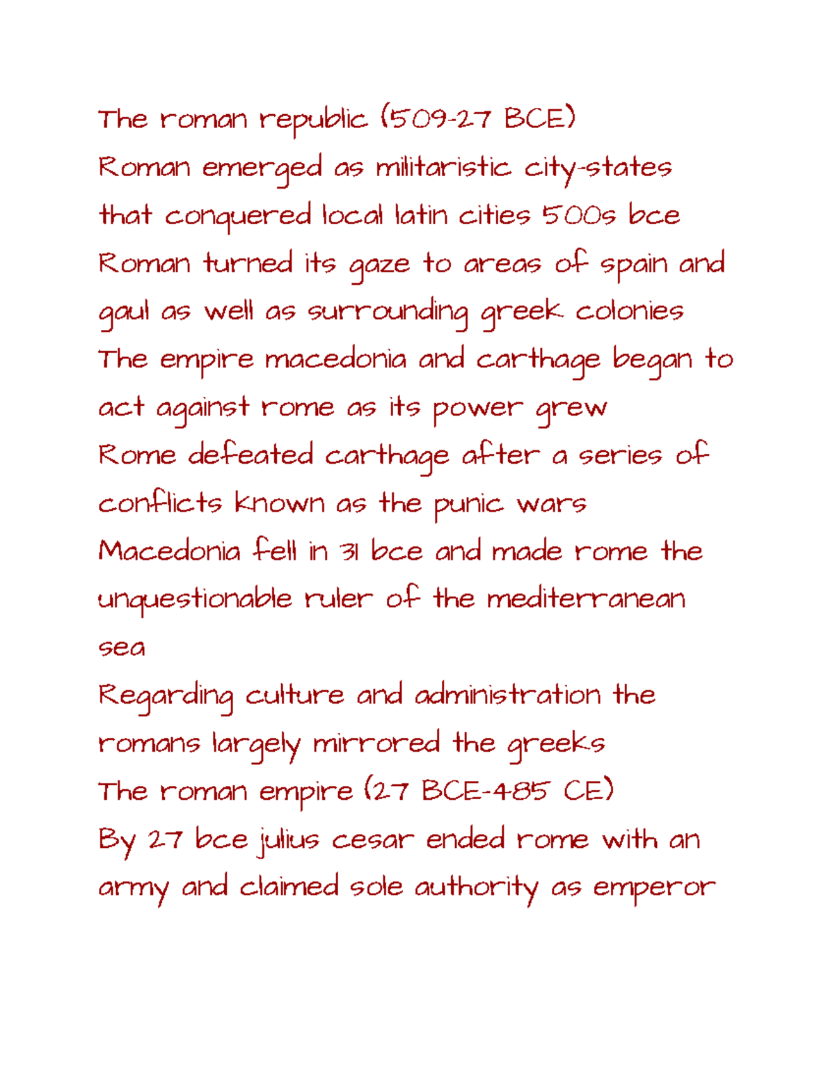 Udyguide 3 - study guide for history - The roman republic (509-27 BCE ...