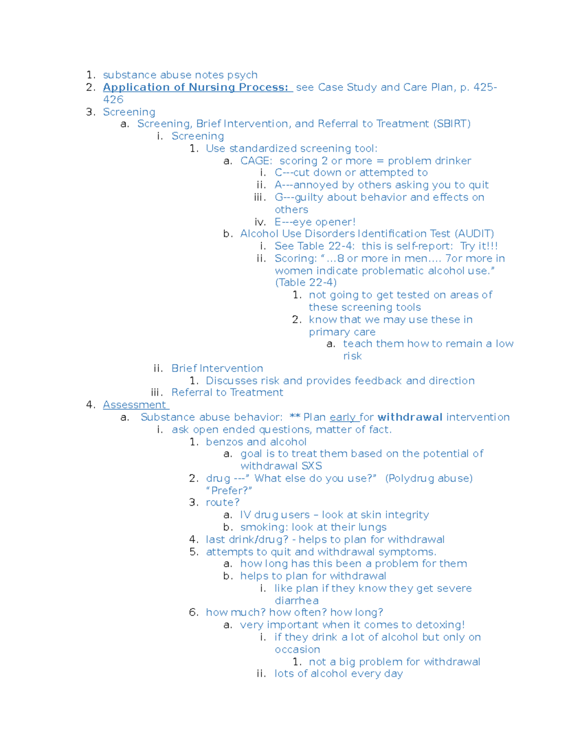 Substance abuse notes psych - substance abuse notes psych Application ...