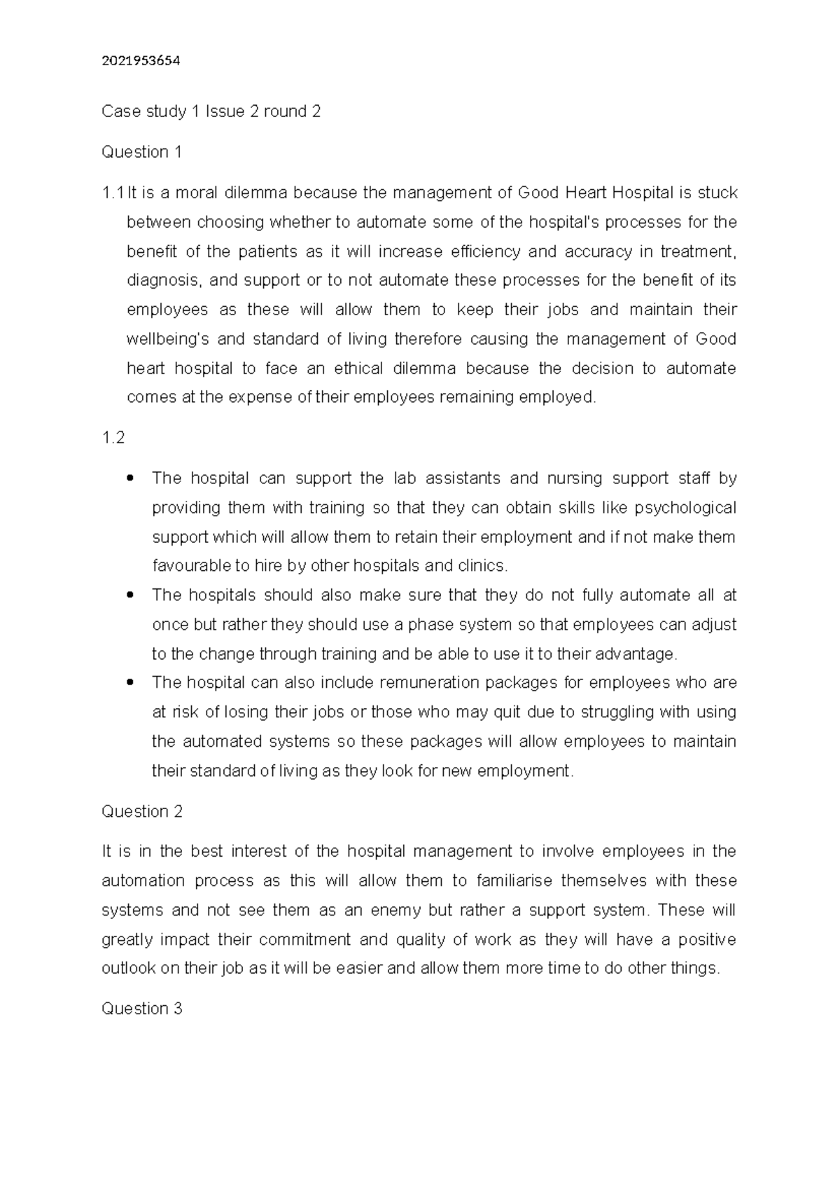 Case study 1 Issue 2 round 2 - 2021953654 Case study 1 Issue 2 round 2 ...