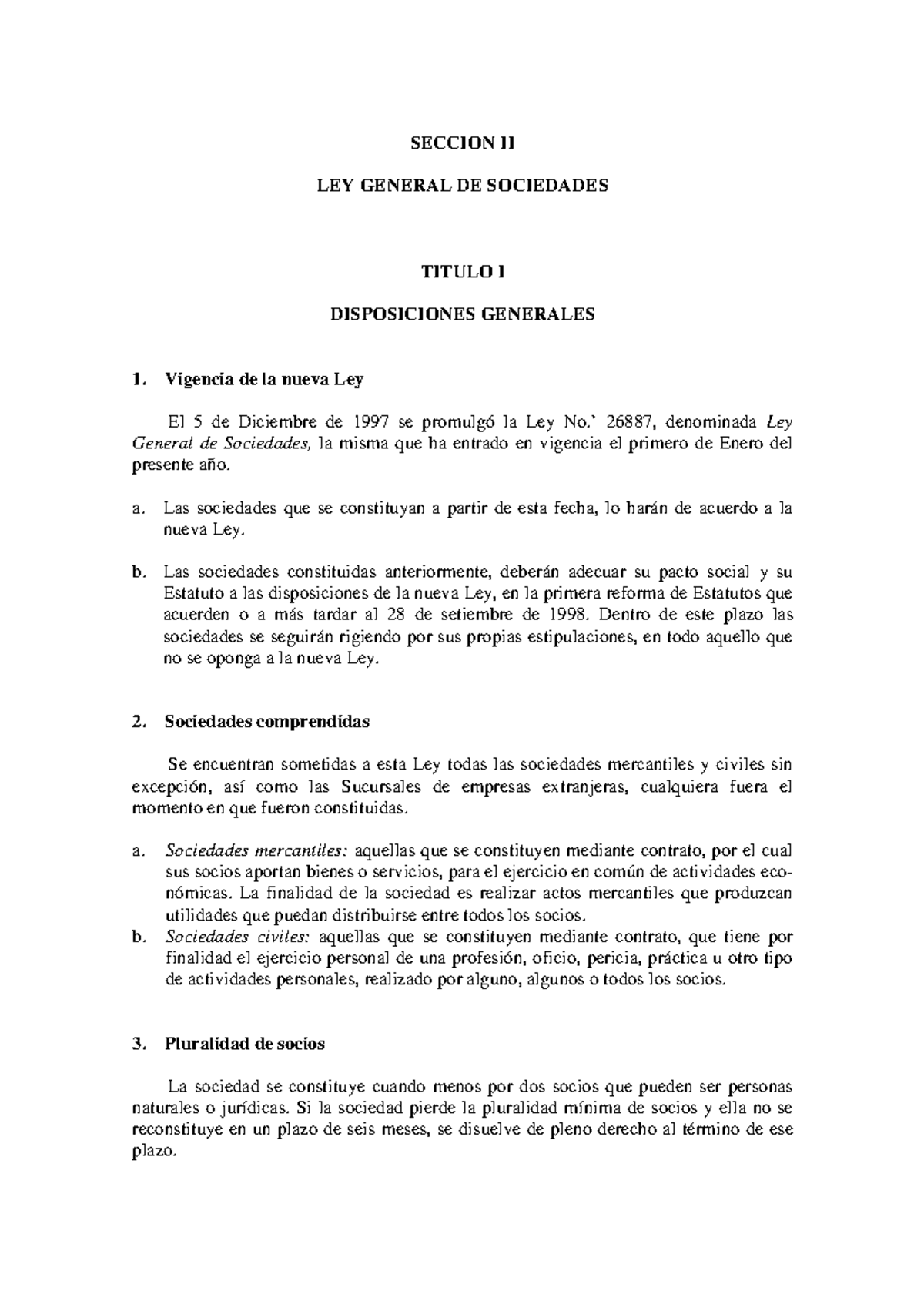 Lectura 2 Sociedades - cvbvb - SECCION II LEY GENERAL DE SOCIEDADES ...