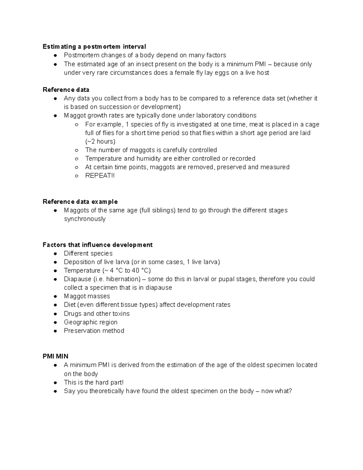 Calculating PMI - Application of the Succession Data - Estimating a ...