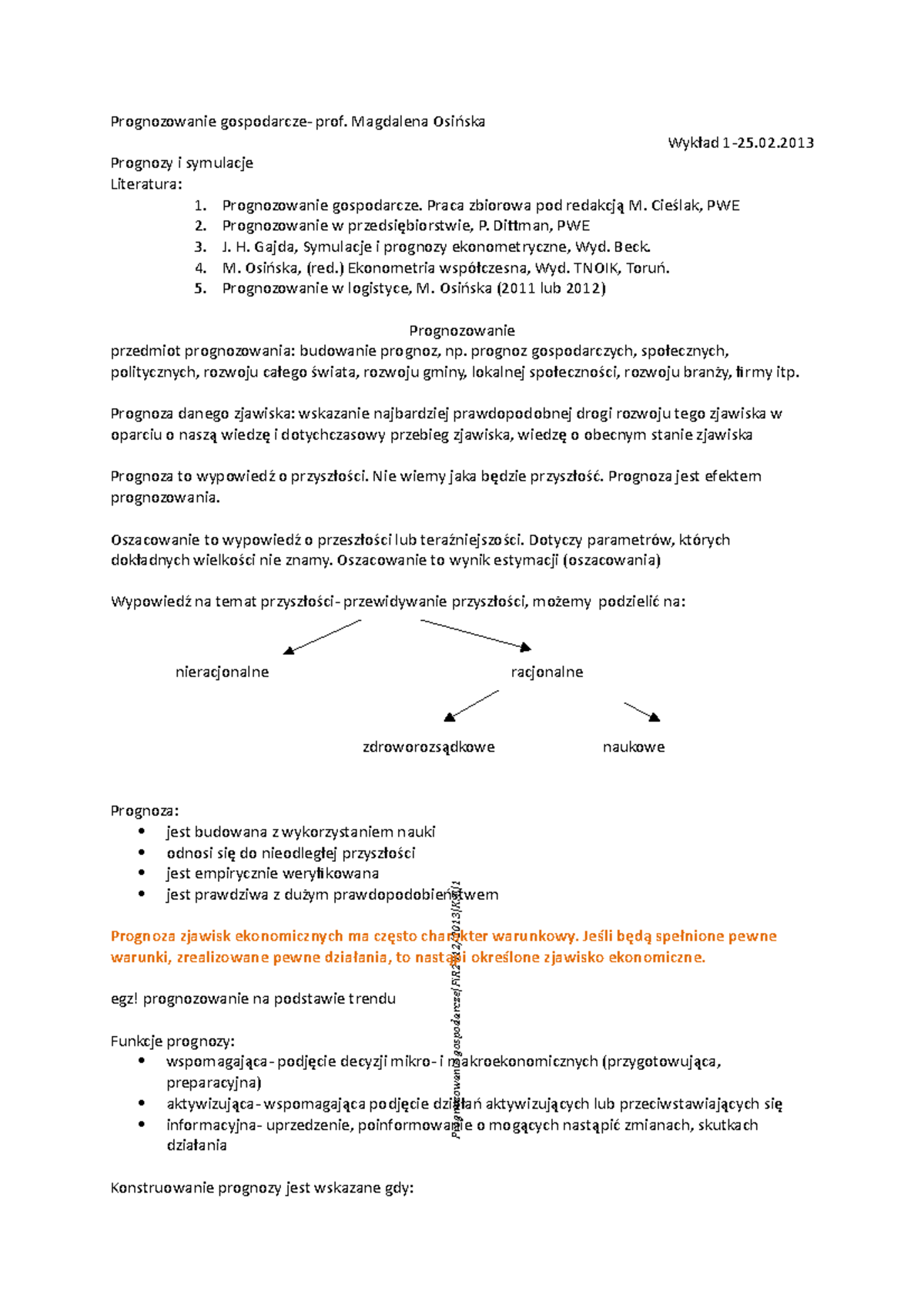 Prognozowanie gospodarcze - wykłady W2 - Prognozowanie gospodarcze ...