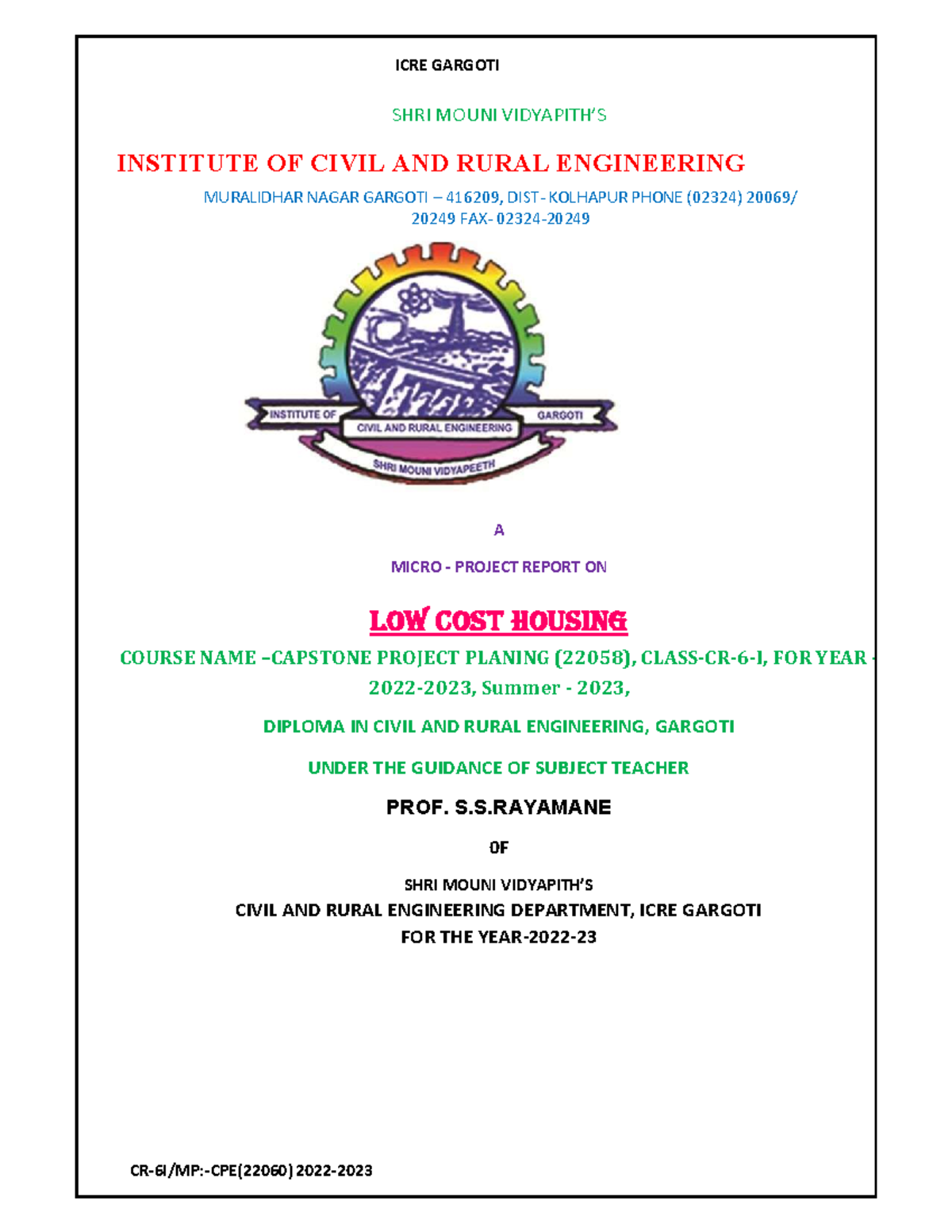 CPE Project Batch A2 7 TO 12 - ####### SHRI MOUNI VIDYAPITH’S INSTITUTE ...