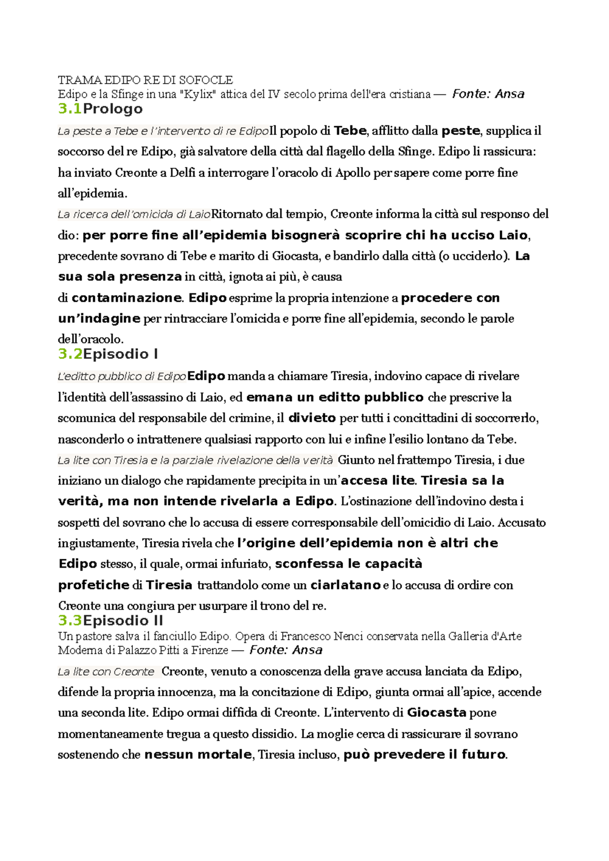 Trama Edipo RE DI Sofocle - TRAMA EDIPO RE DI SOFOCLE Edipo e la Sfinge ...