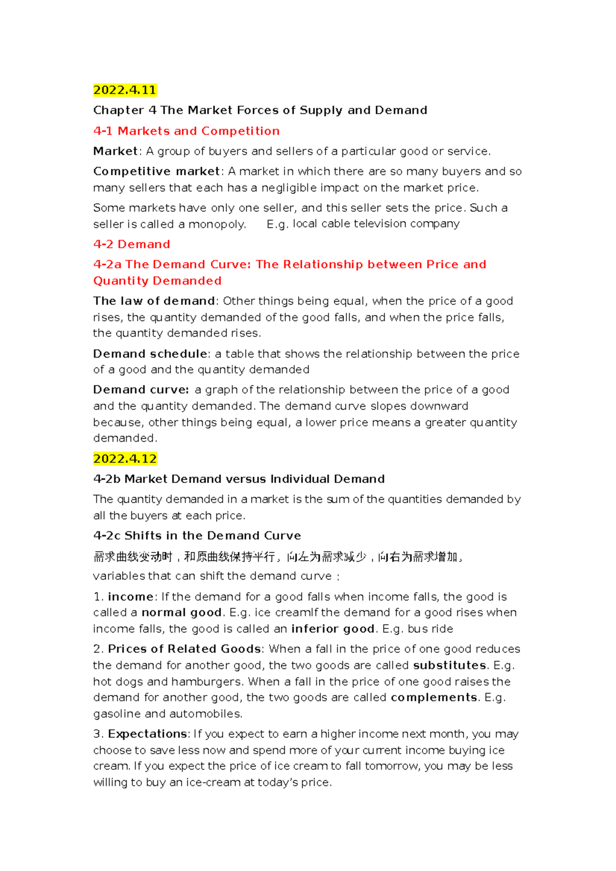 Principles of economics - 2022. Chapter 4 The Market Forces of Supply ...