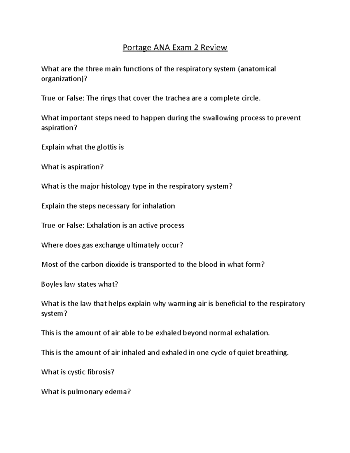 Portage ANA Exam 2 Review - Portage ANA Exam 2 Review What are the ...