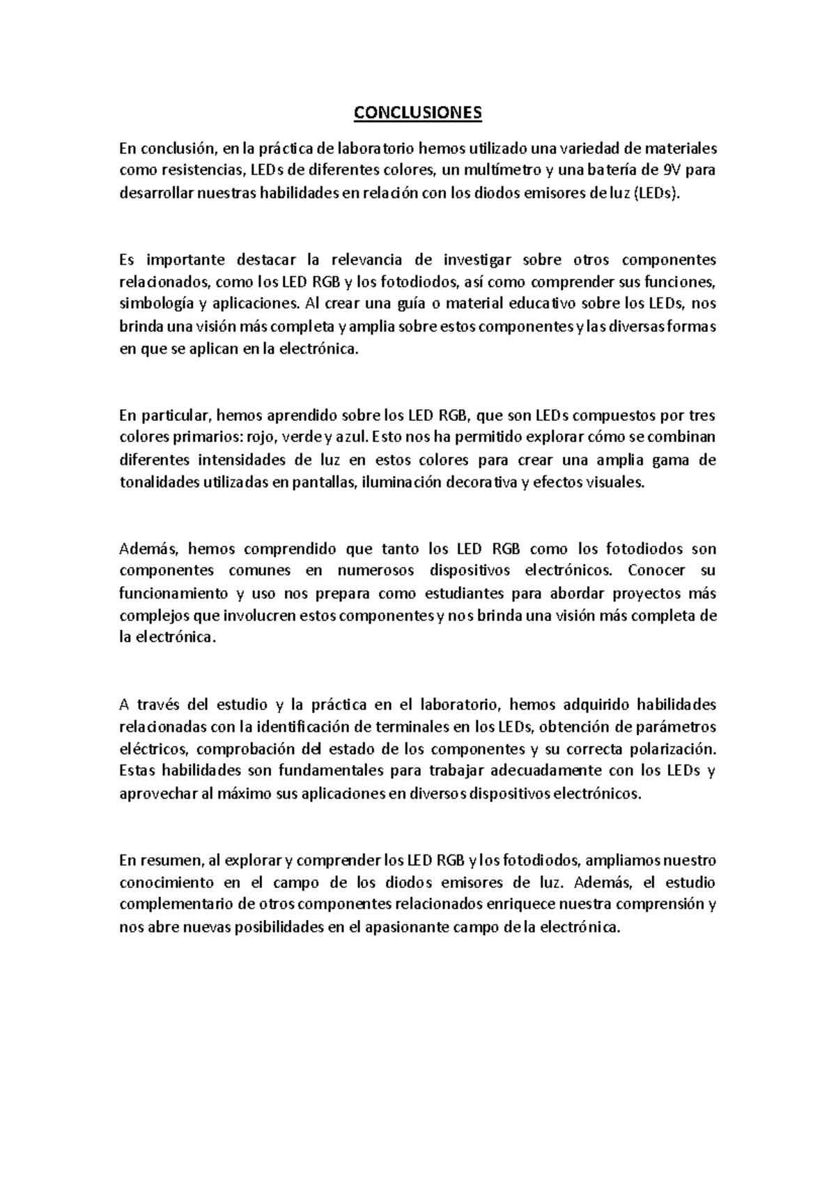 Conclusiones LAB 2 - CONCLUSIONES En conclusiÛn, en la pr·ctica de laboratorio hemos utilizado ...