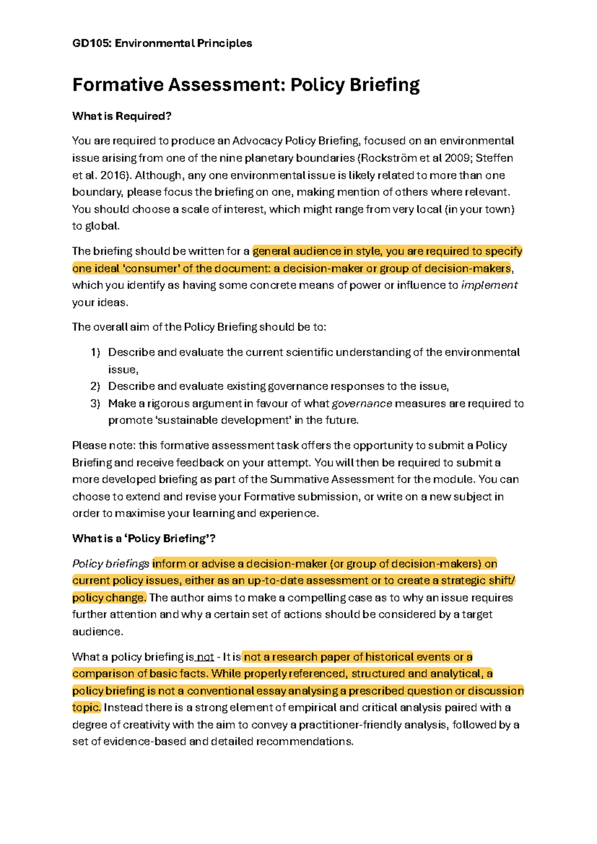 Formative Policy Brief Instructions - Formative Assessment: Policy ...