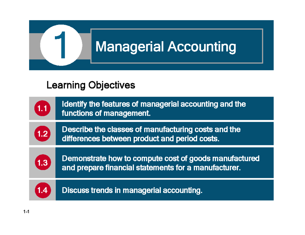 Chapter 1 online - 1- Managerial Accounting Learning Objectives ...