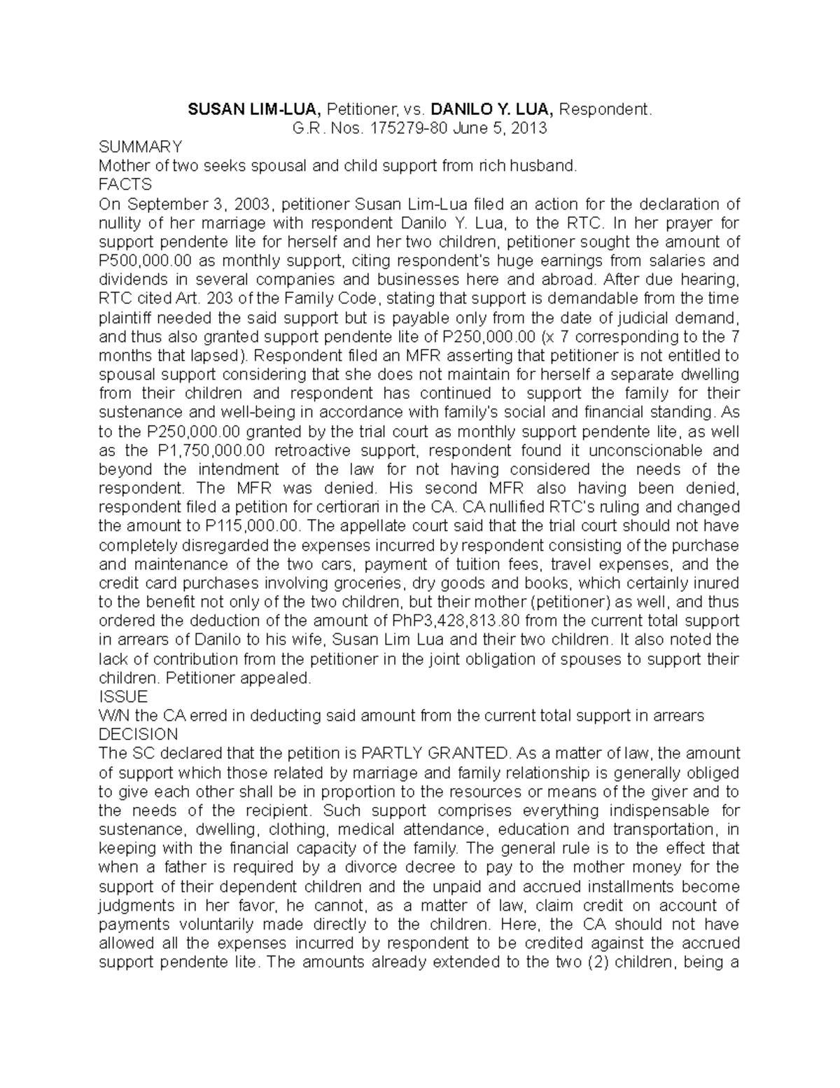 Lim Lua v Lua docx - Case Digest Notes Please refer to downloads, Case ...