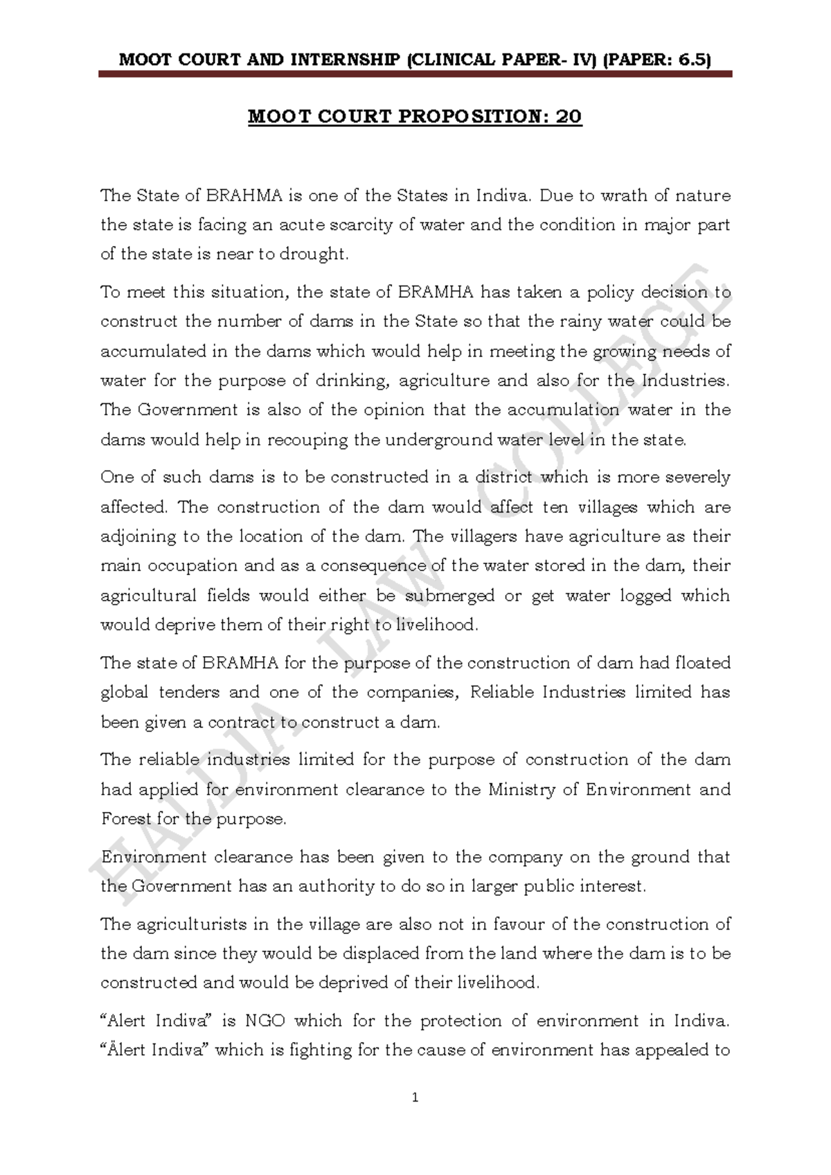 Group 11. MOOT Court Proposition-20 - MOOT COURT AND INTERNSHIP ...