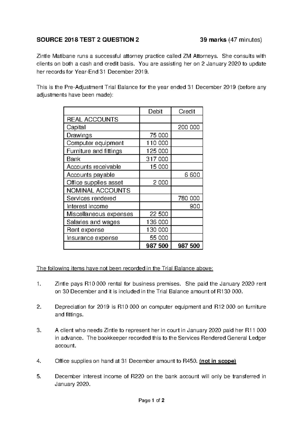 Worksheet lecture example- GENERAL LEDGER ACCOUNTING EQUATION - Page 1 ...