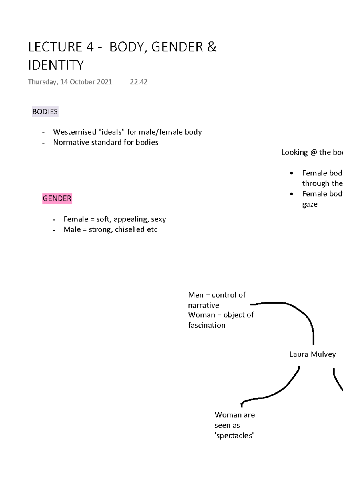 Lecture 4 - BODY, Gender & Identity - BODIES Westernised "ideals" for ...
