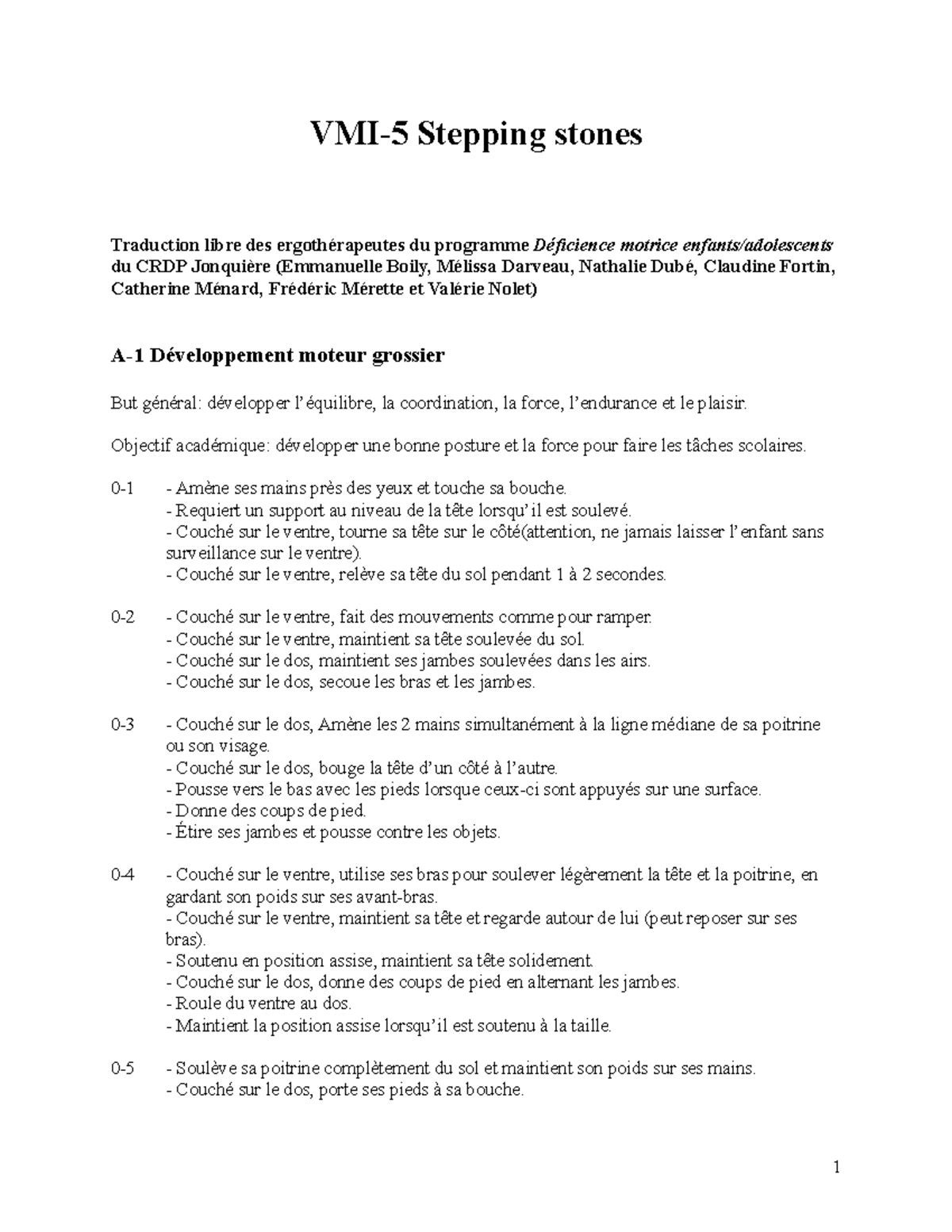 VMI-5 stepping stones - VMI-5 Stepping stones Traduction libre des ...
