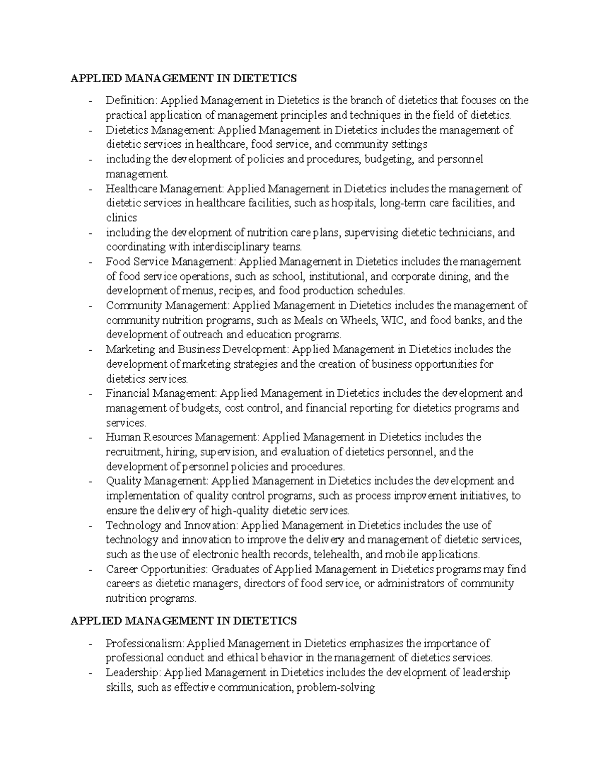 Dietetics Notes 4 ECC - code of ethics, standards of practice ...