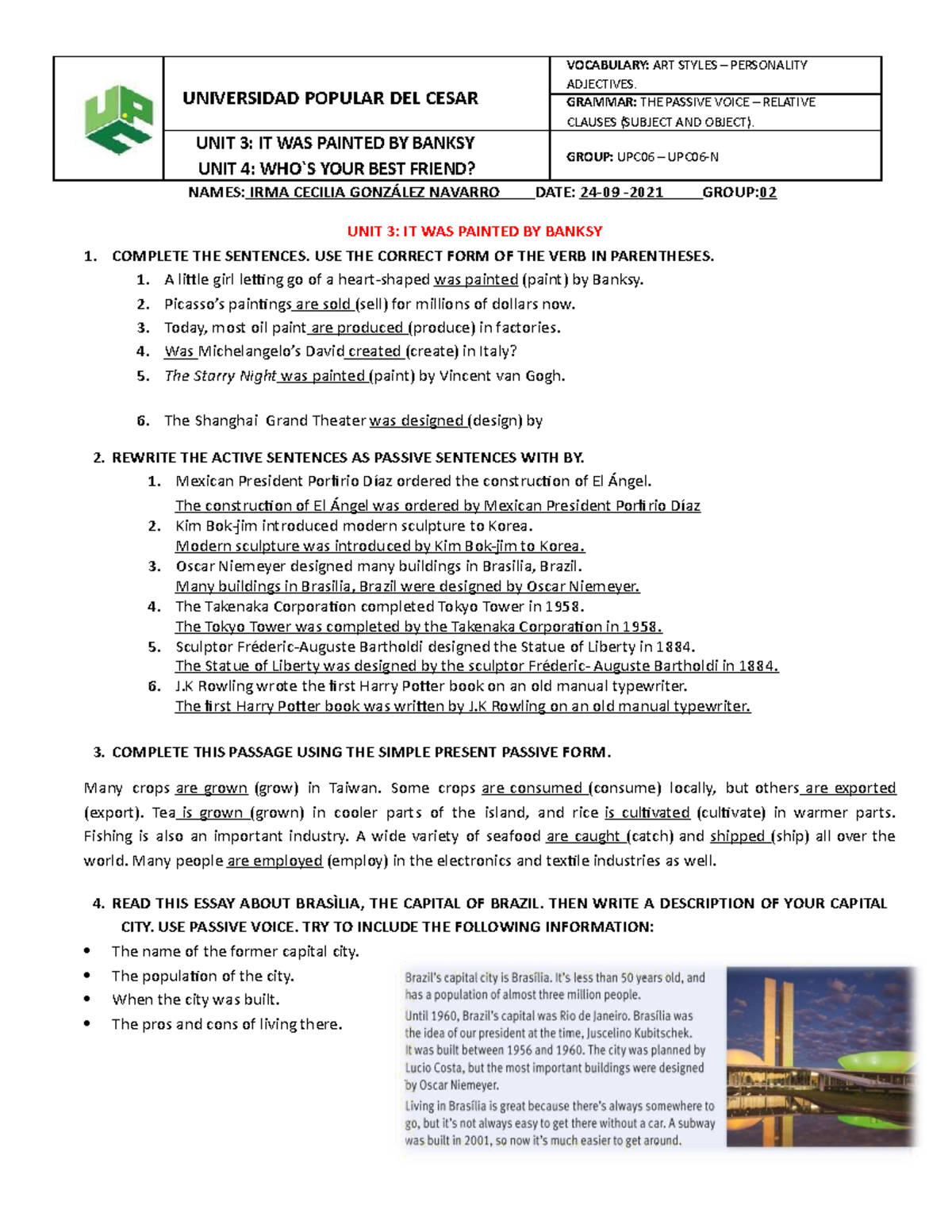 UNIT 3Y4 - Activity - Actividad de inglés - UNIVERSIDAD POPULAR DEL ...