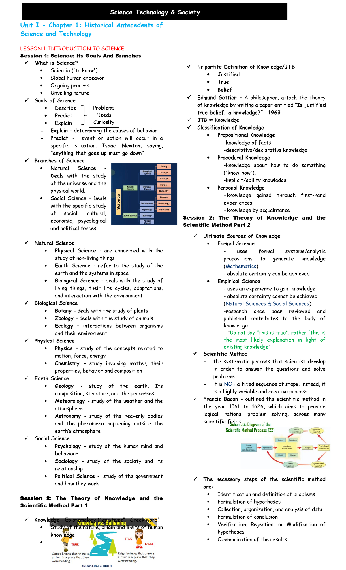 STS Notes - Unit I - Chapter 1: Historical Antecedents of Science and ...