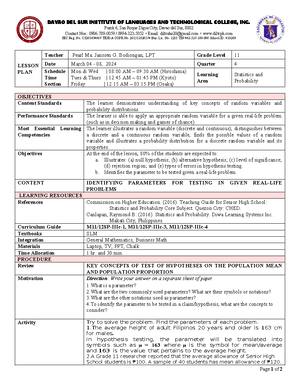 Lesson PLAN IN Business Mathematics Grade 12 Revise - LESSON PLAN IN ...