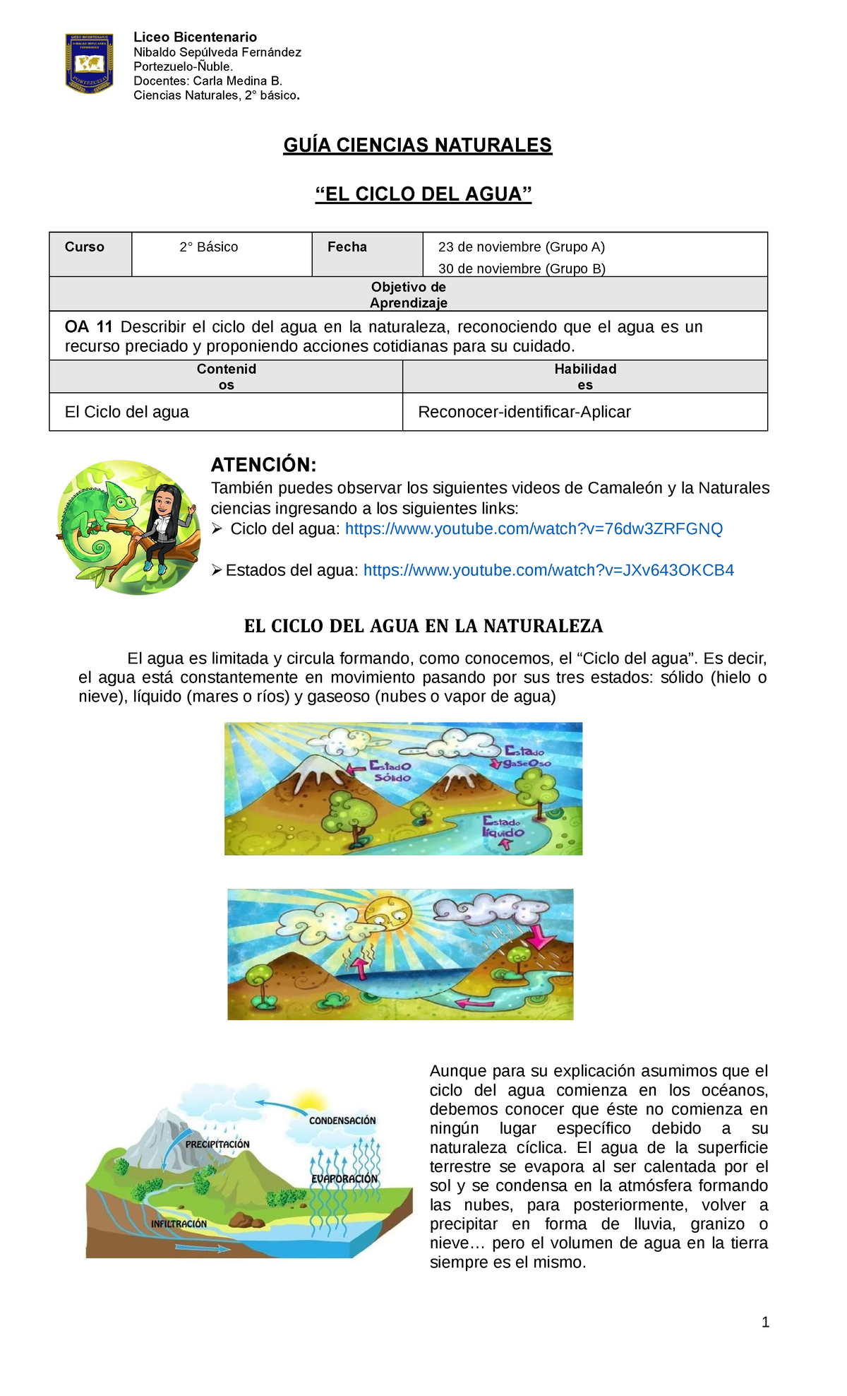 2° Básico GUÍA N°22 Ciencias Naturales - GUÍA CIENCIAS NATURALES “EL ...