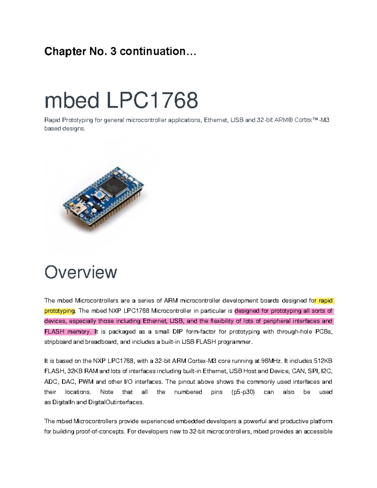 Chapter 3 part2 - DWE - Chapter No. 3 continuation... mbed LPC Rapid Prototyping for general ...