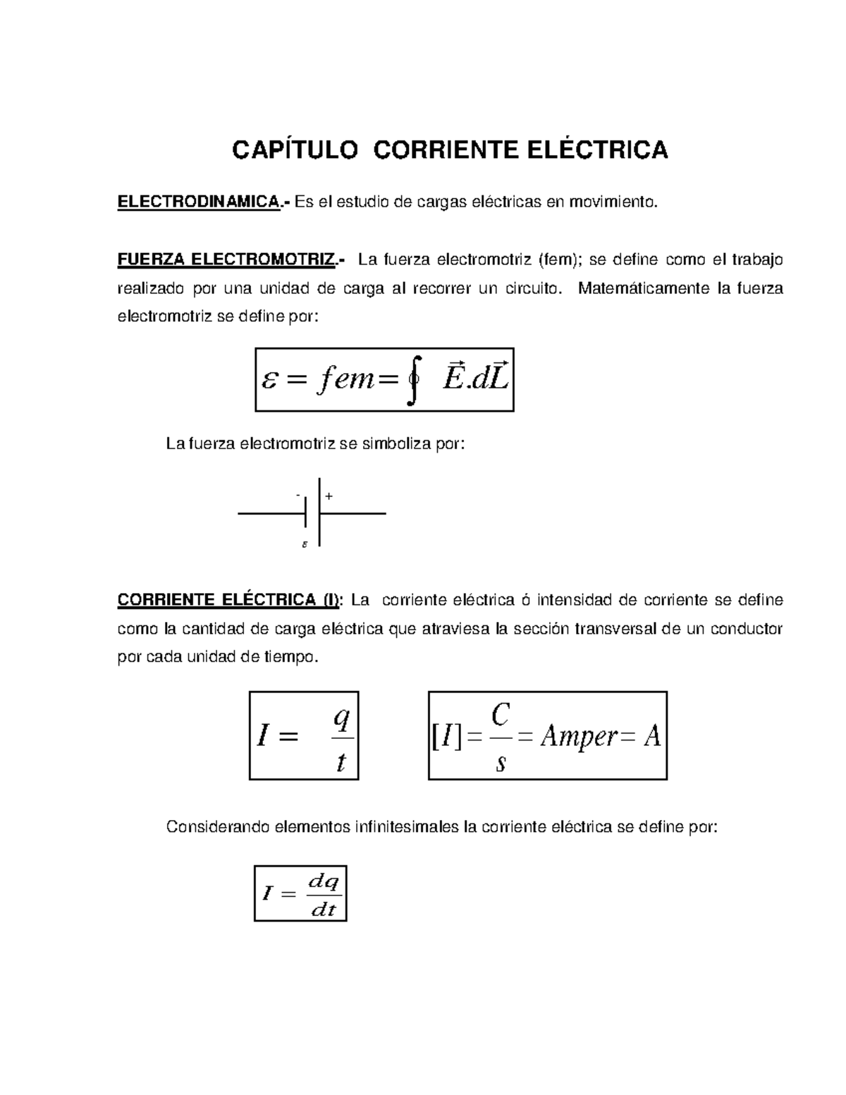 5 Capitulo Corriente Electrica - ####### CAPÍTULO CORRIENTE ELÉCTRICA ...