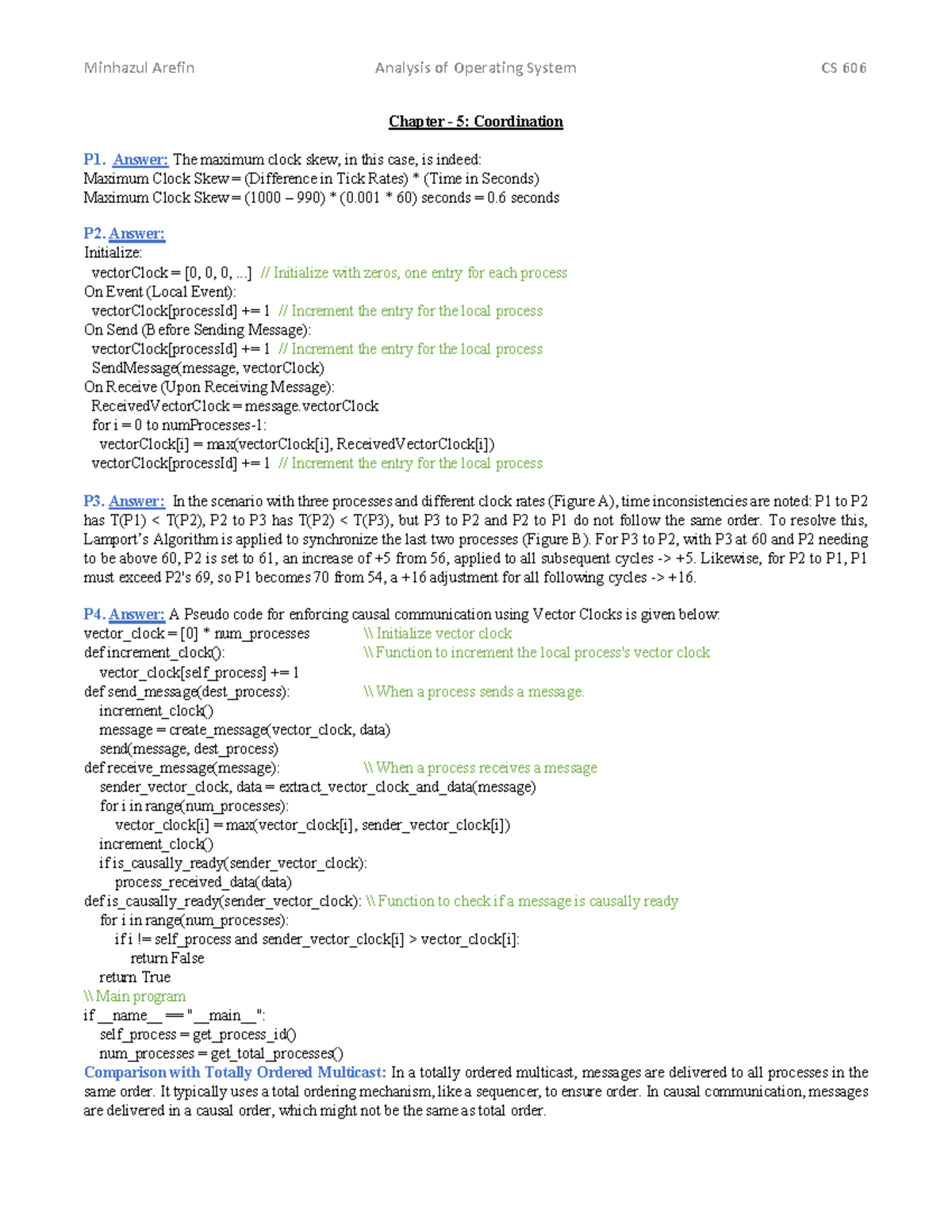 Analysis of OS Assignment 02 - Minhazul Arefin Analysis of Operating System CS 606 Chapter - 5 ...