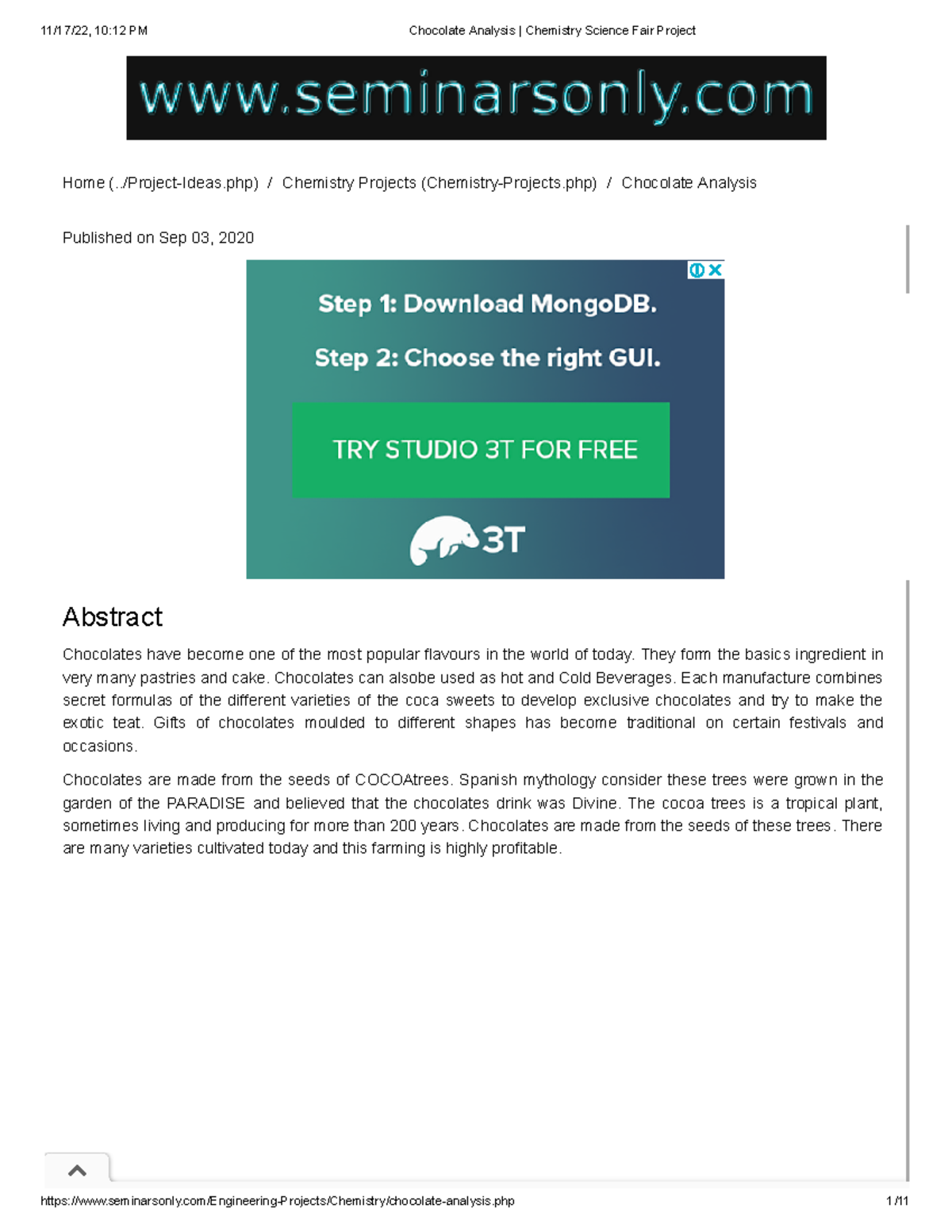 Chocolate Analysis Chemistry Science Fair Project - Home (../Project ...