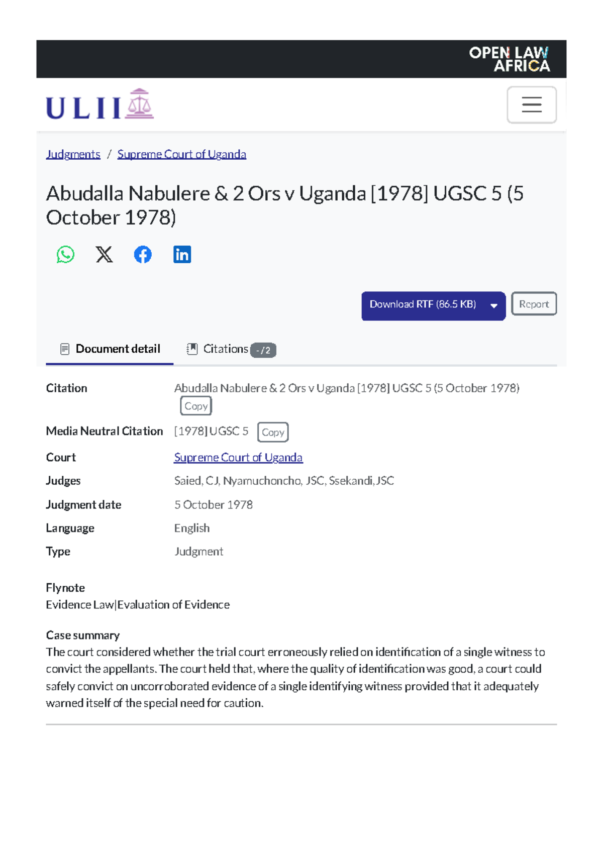 Abudalla Nabulere & 2 Ors v Uganda [1978] UGSC 5 (5 October 1978 ...