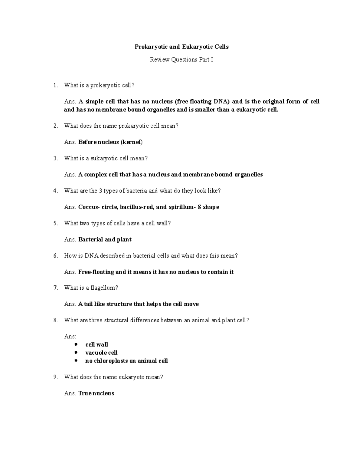 Prokaryotic and Eukaryotic Cells Part 1 - Prokaryotic and Eukaryotic ...