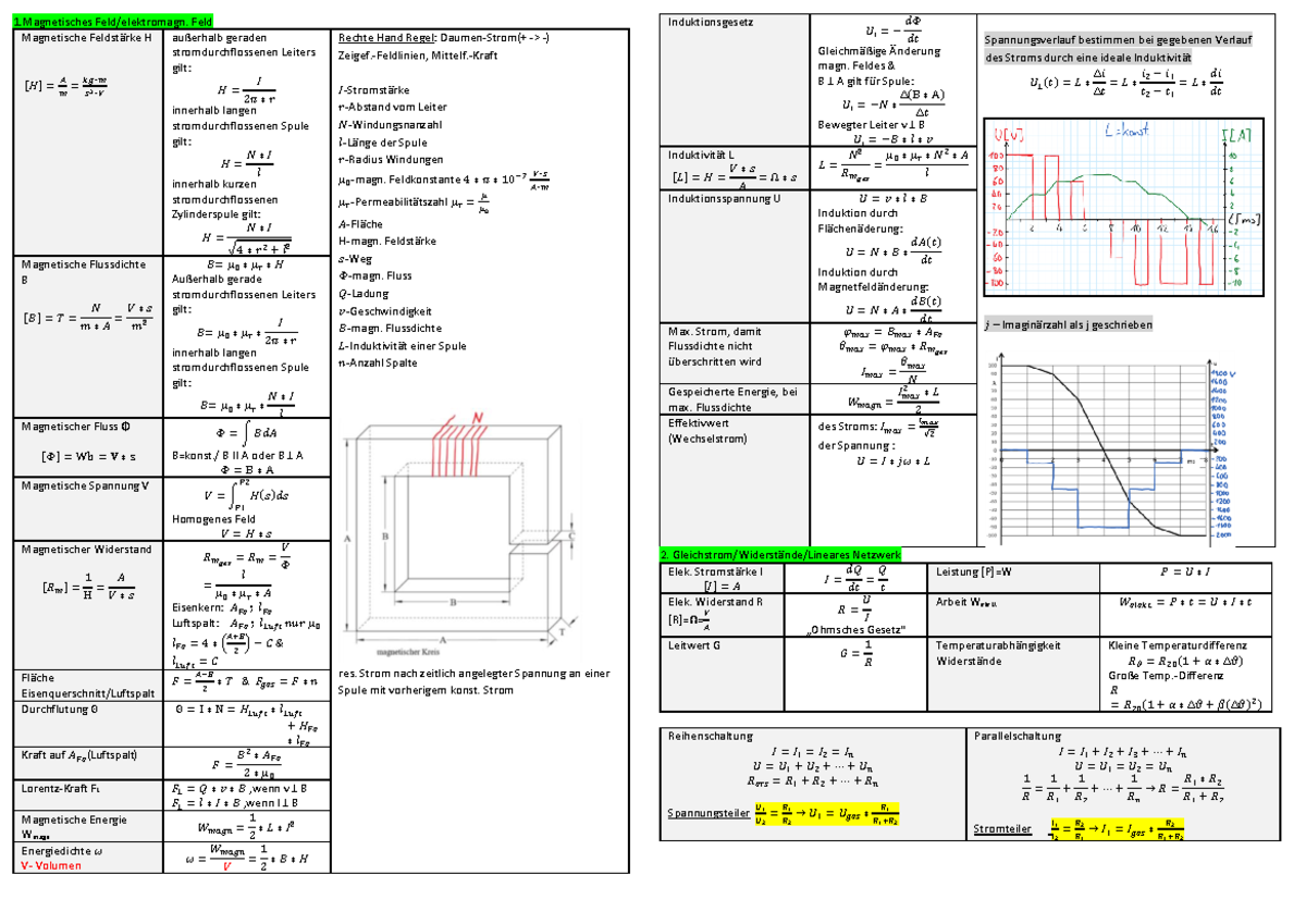 Formelsammlung - Zusammenfassung Elektrotechnik I - Warning: TT: undefined function: 32 Warning ...