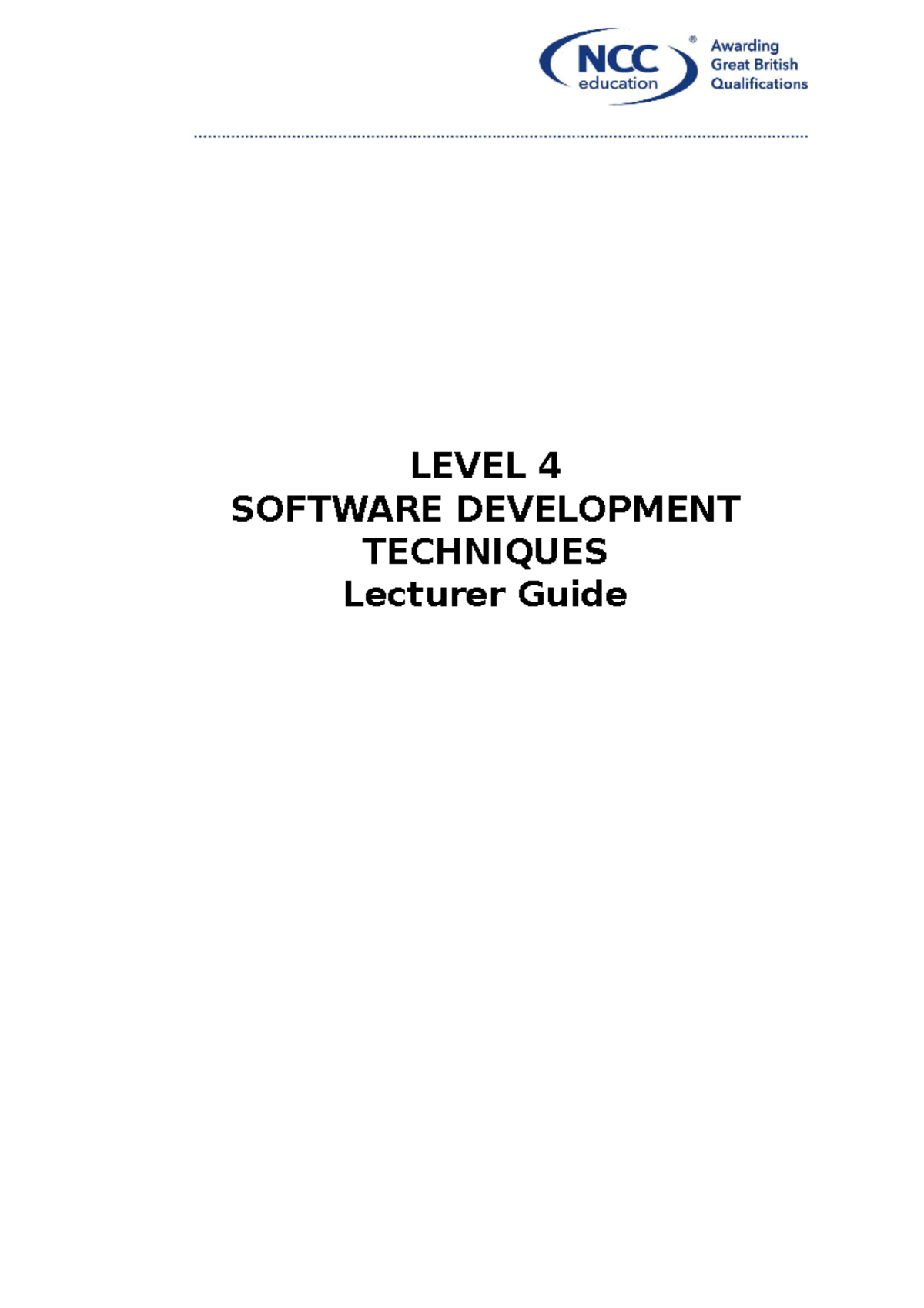 Level 4 Software Development Techniques - Studocu