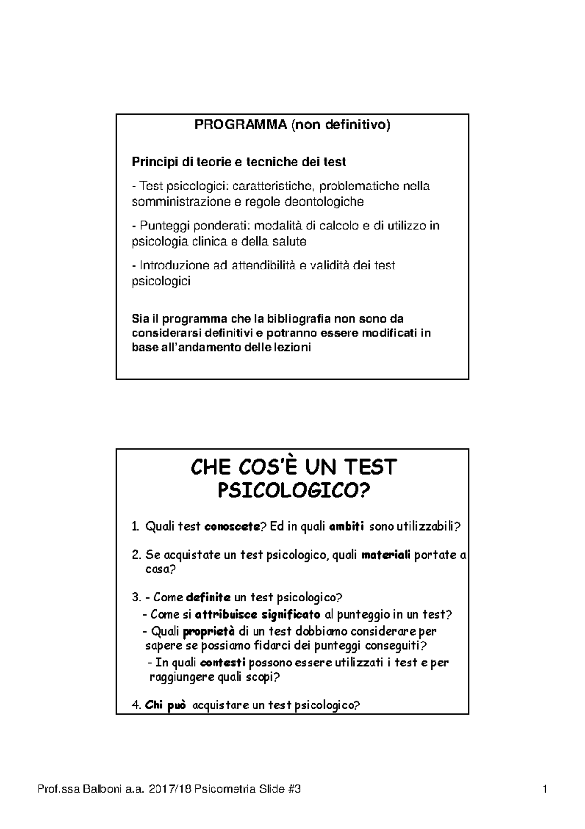 3. Introduzione Test Psicologici - Psicometria - UniPg - Studocu