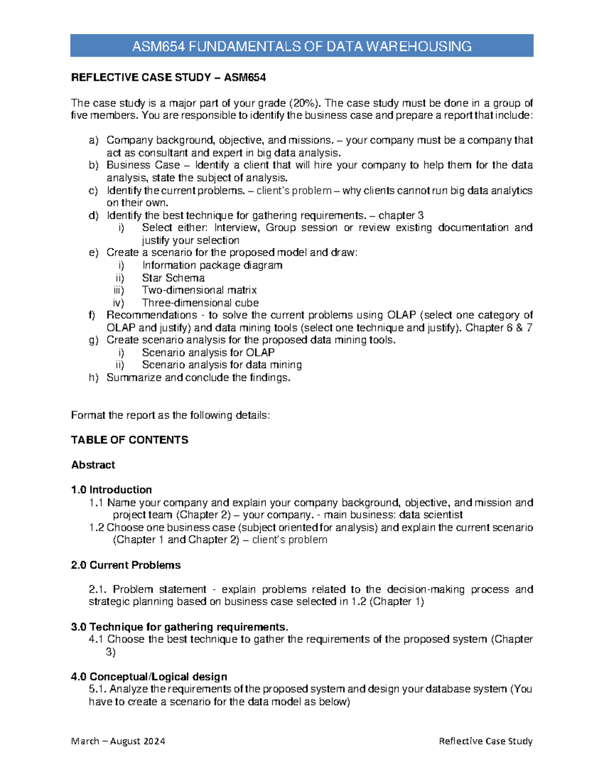 ASM654 Assignment 2 Reflective CASE Study ASM654 March - August 2024 ...