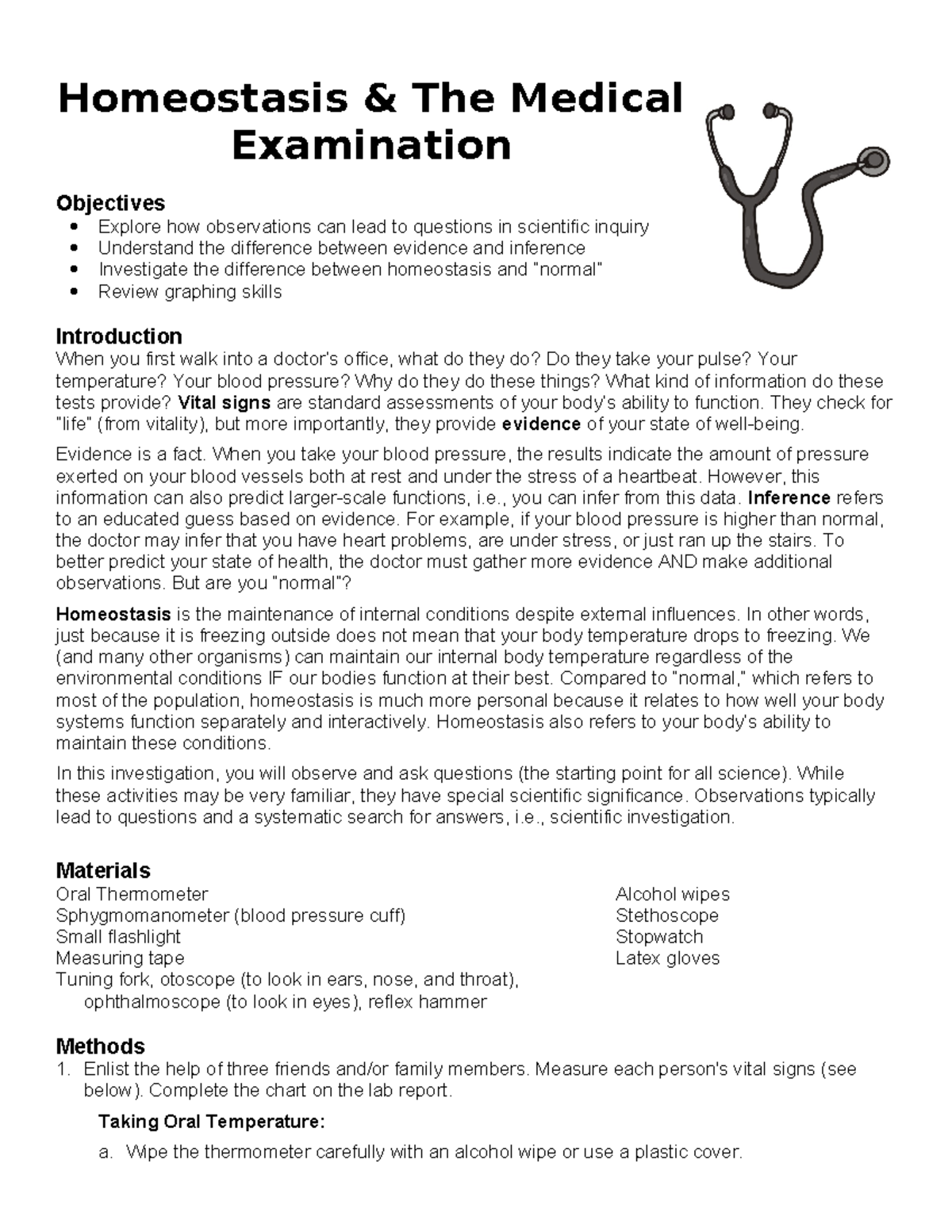Homeostasis & The Medical Exam - Extension - Homeostasis & The Medical ...