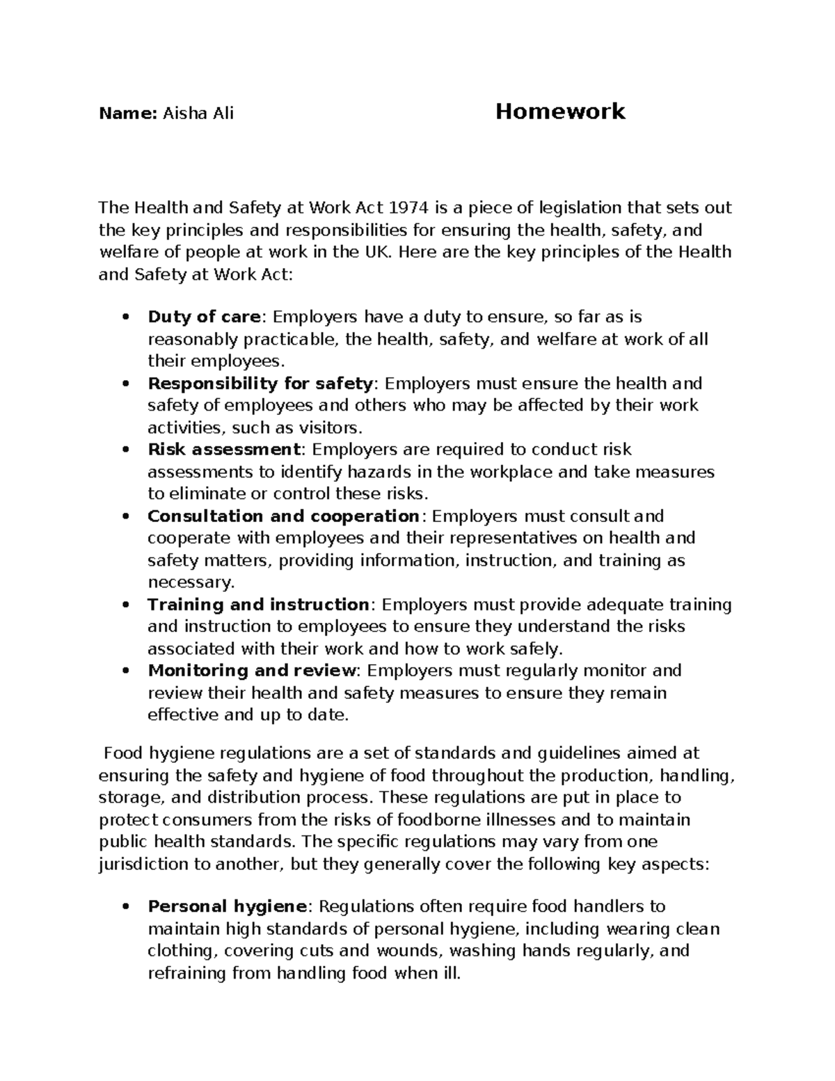 Piece of legis - Copy - ASASASASASASAS - Name: Aisha Ali Homework The ...