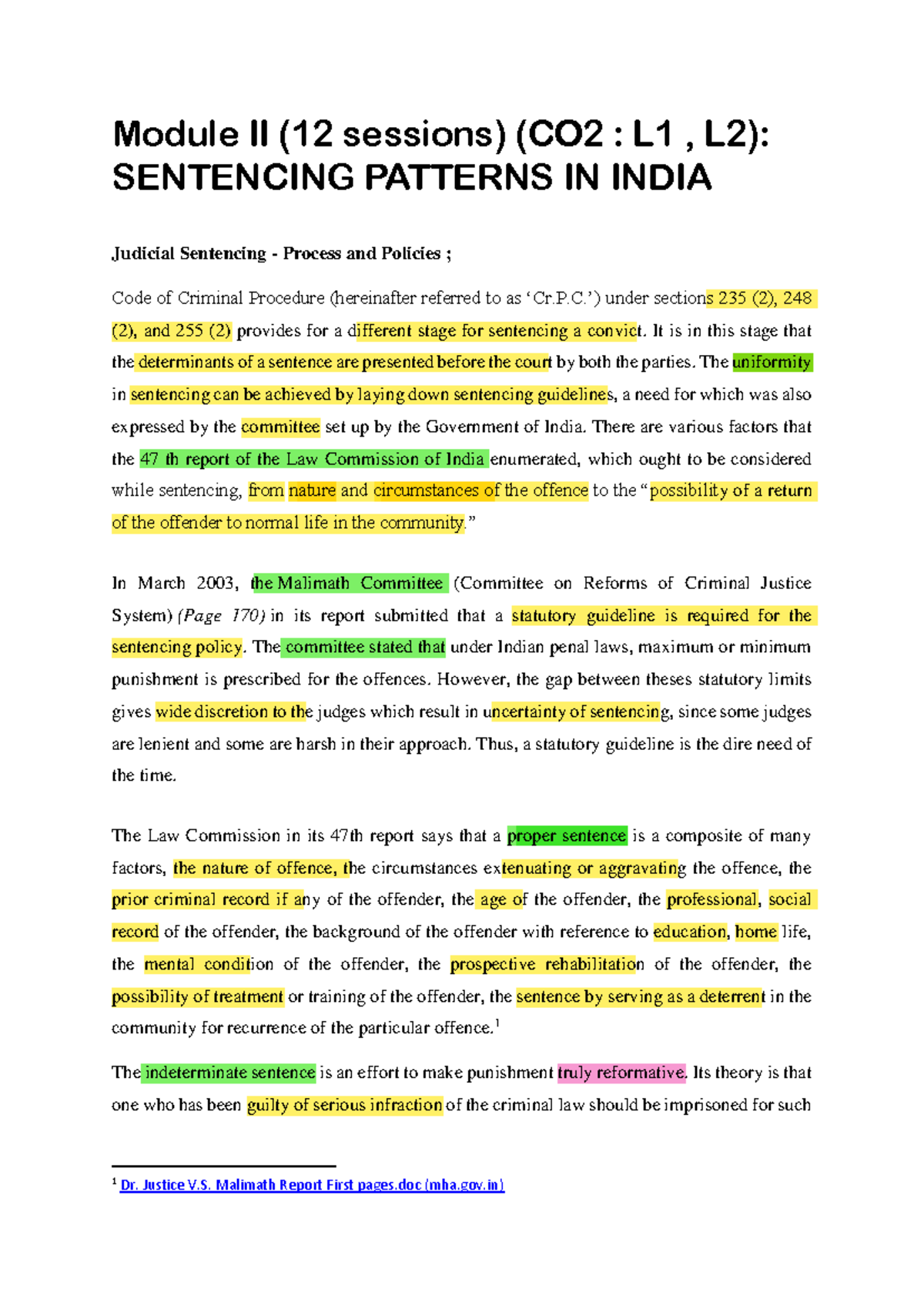 Module 2 Honours Paper 2 Material - Module II (12 sessions) (CO2 : L1 ...