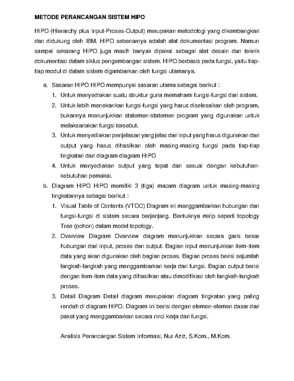 Metode Perancangan Sistem HIPO - METODE PERANCANGAN SISTEM HIPO HIPO ...