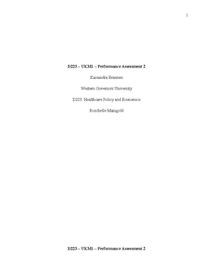 D223 Task 2 - Passed - D223 – UKM1 – Performance Assessment 2 Taylor ...