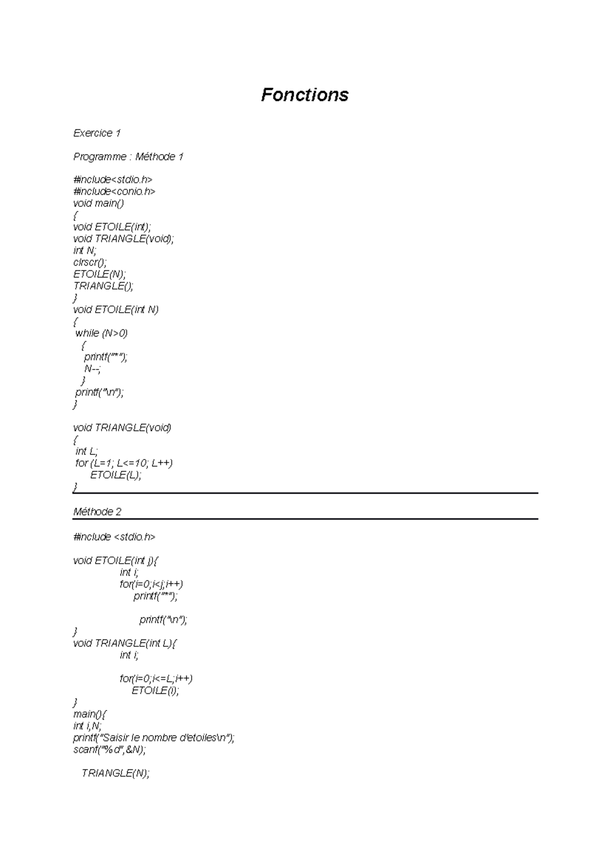 TD5 Corrigé - Exercices et cours informatique - Fonctions Exercice 1 ...
