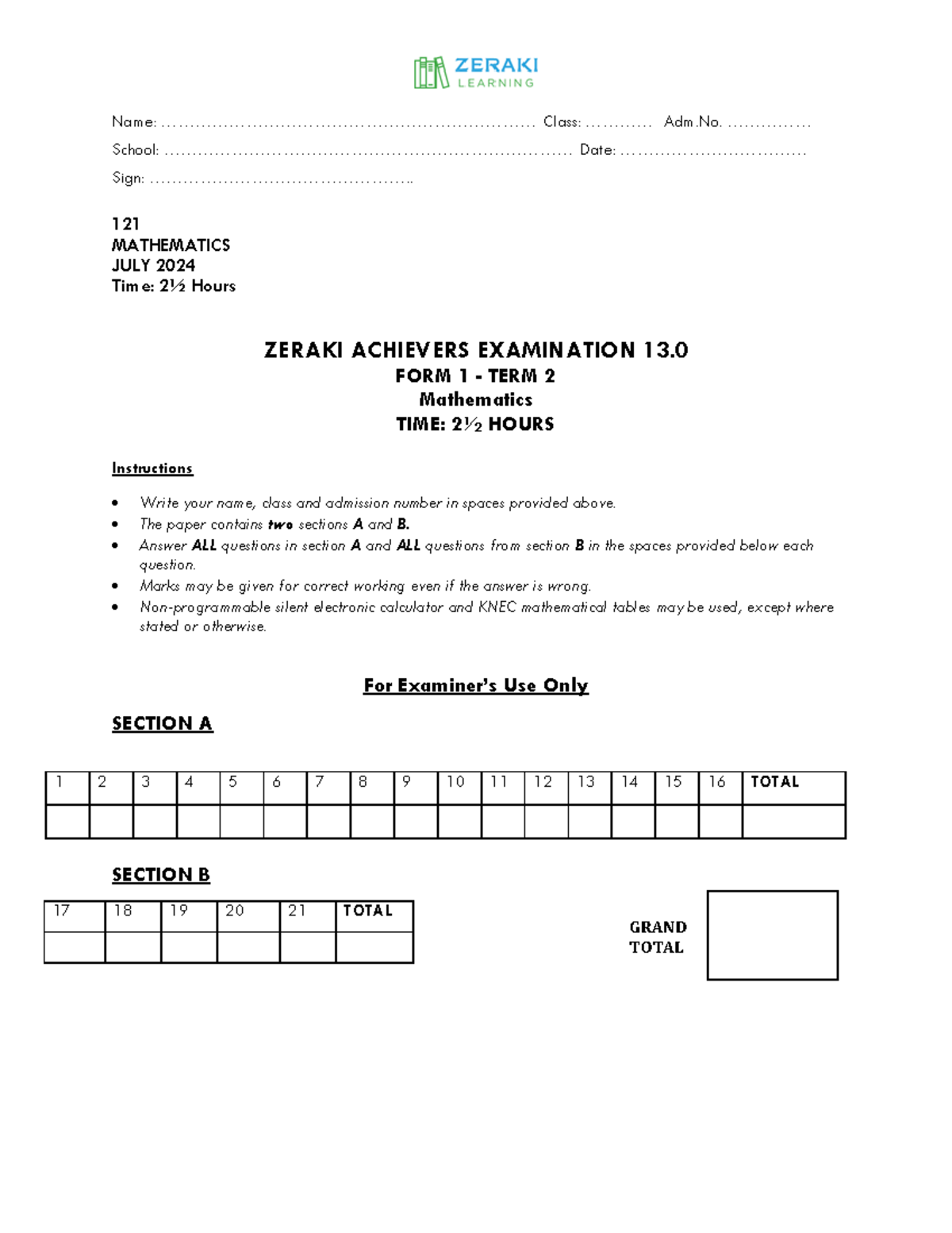 Mathematics - Mathematics - Question Paper - Name: - Studocu