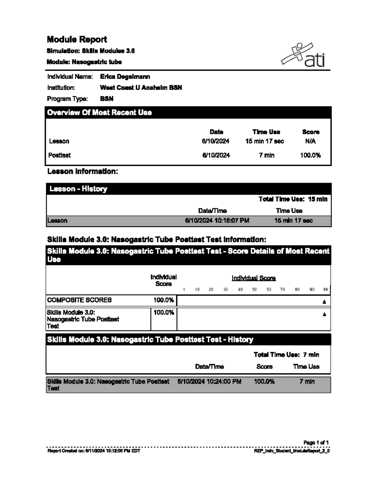 Skills Module 3.0 nasogastric tube - Module Report Simulation: Skills ...